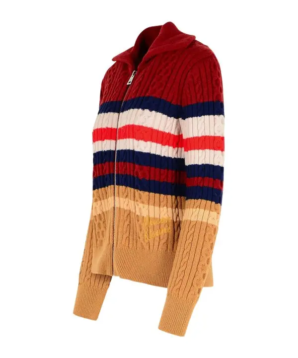 Maison Kitsuné Striped Zipped Knit Cardigan - No