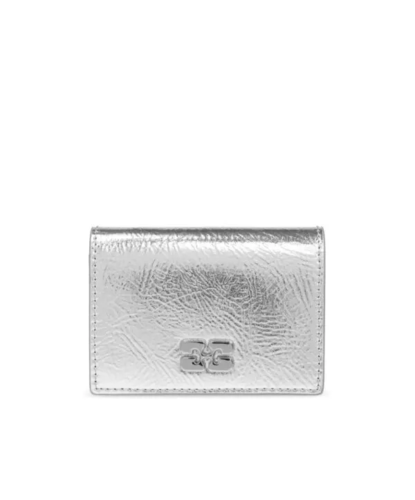 GANNI Wallet With Logo - Silver