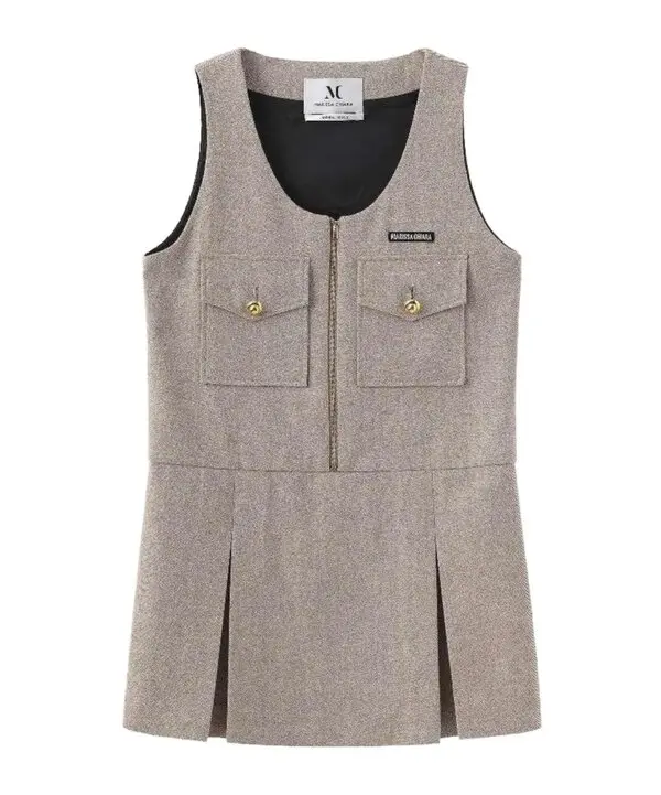 Marissa Chiara Sleeveless Dress With Zip Closure And Flap Pockets