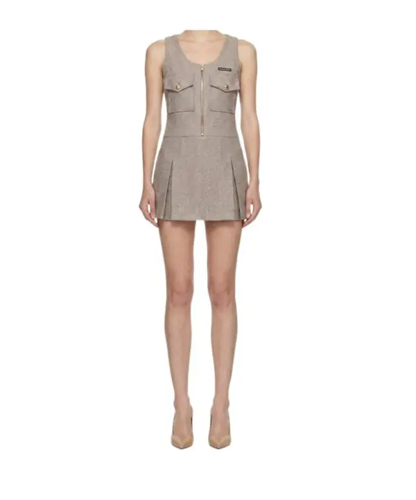 Marissa Chiara Sleeveless Dress With Zip Closure And Flap Pockets