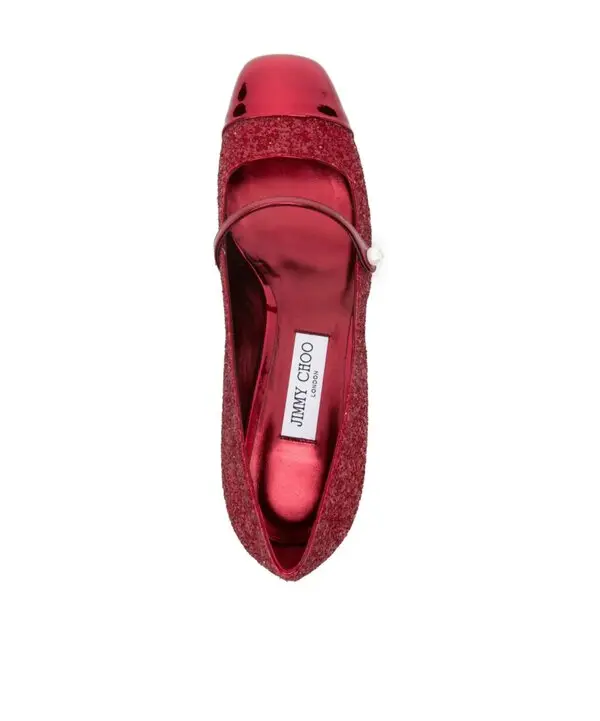 JIMMY CHOO Elisa Pumps With Glitter And Block Heel - Red