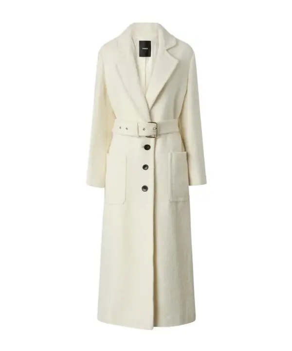 Pinko Belted Single-breasted Coat - White