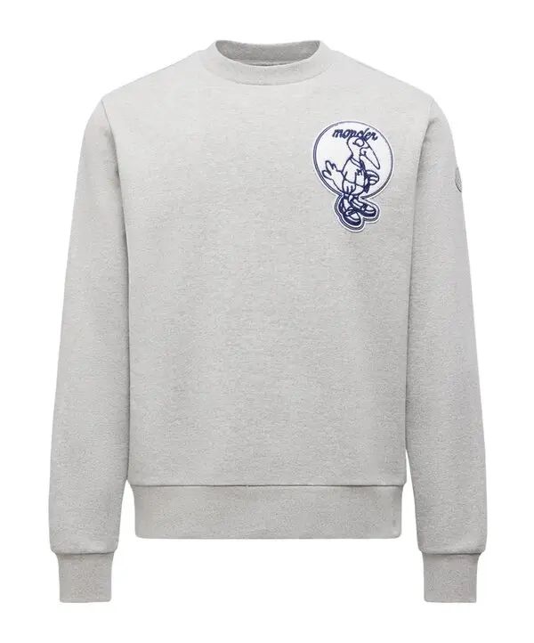Moncler Mascot Patch Cotton Sweatshirt - Grey