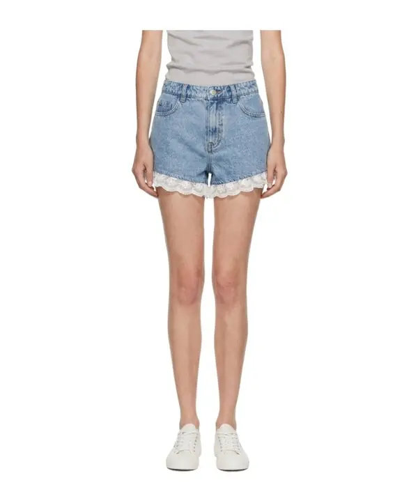 Marissa Chiara Denim Shorts With Lace Trim