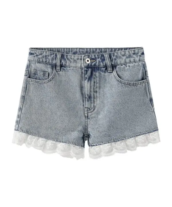 Marissa Chiara Denim Shorts With Lace Trim