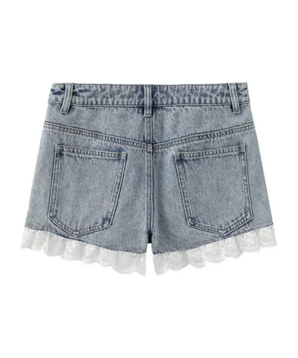 Marissa Chiara Denim Shorts With Lace Trim
