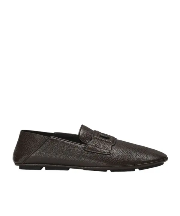 Dolce & Gabbana Logo Embossed Round Toe Loafers - Black