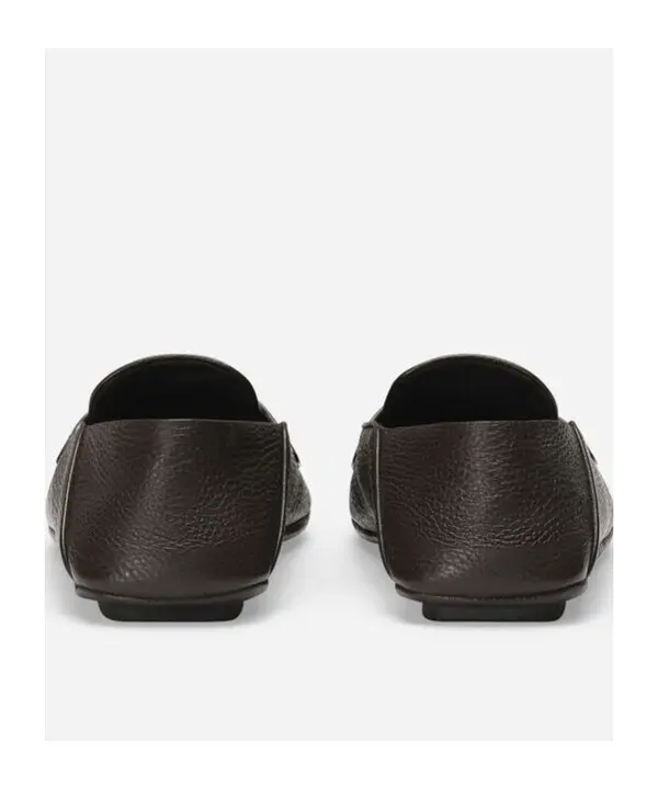 Dolce & Gabbana Logo Embossed Round Toe Loafers - Black