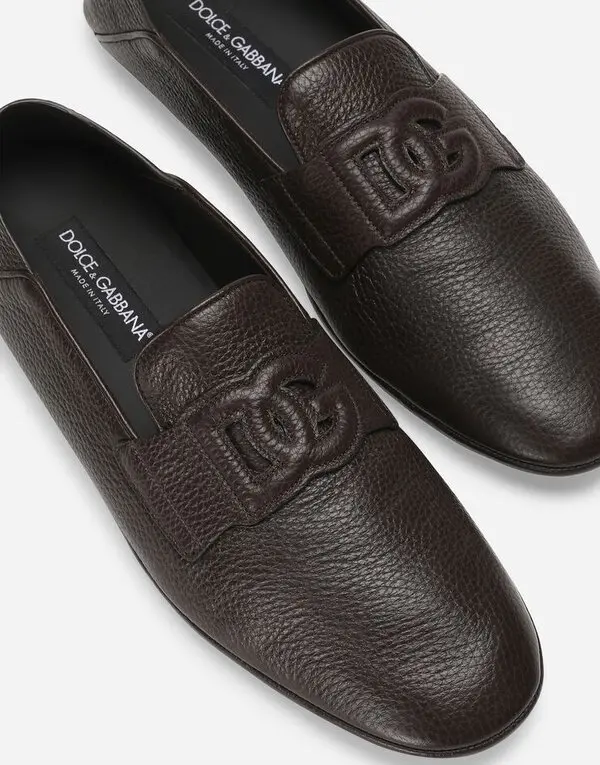 Dolce & Gabbana Logo Embossed Round Toe Loafers - Black
