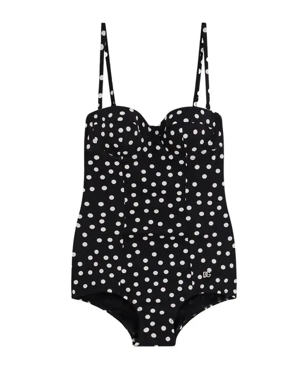 Dolce & Gabbana Polka Dot One-piece Swimsuit - Black