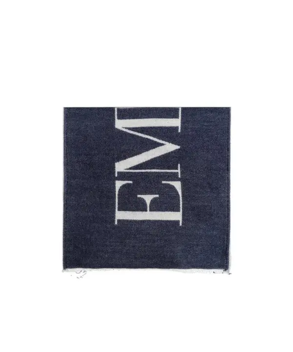 Emporio Armani Logo-embellished Fringed Scarf - Black