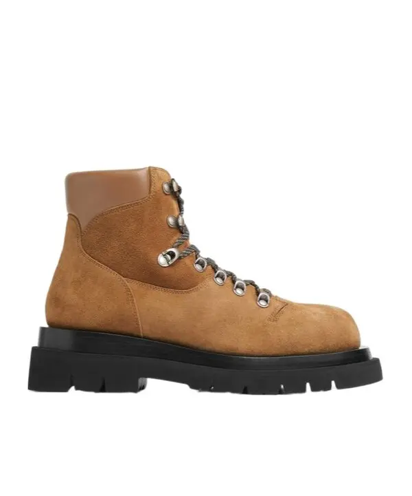 Bottega Veneta Suede Lace-up Hiking Ankle Boots - Caramel
