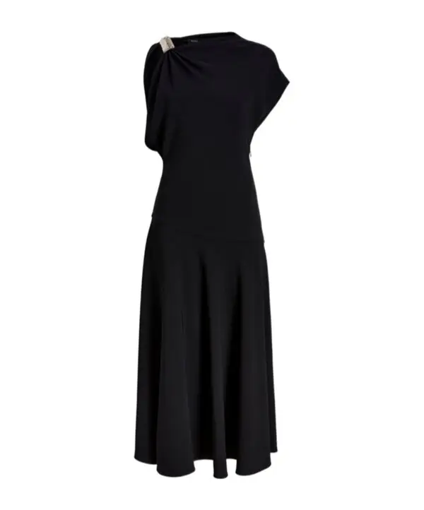 Proenza Schouler Draped One-shoulder Midi Party Dress - Black