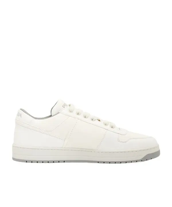Prada Low-top Lace-up Sneakers With Embellished Branding - Ivory