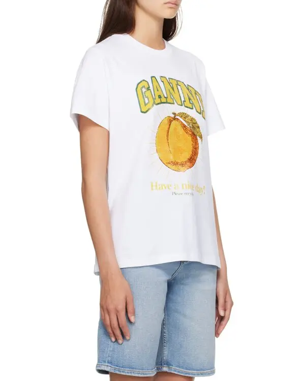 GANNI Logo Printed Crewneck T-shirt