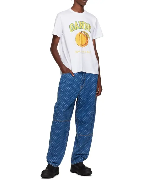 GANNI Logo-print Graphic T-shirt - White