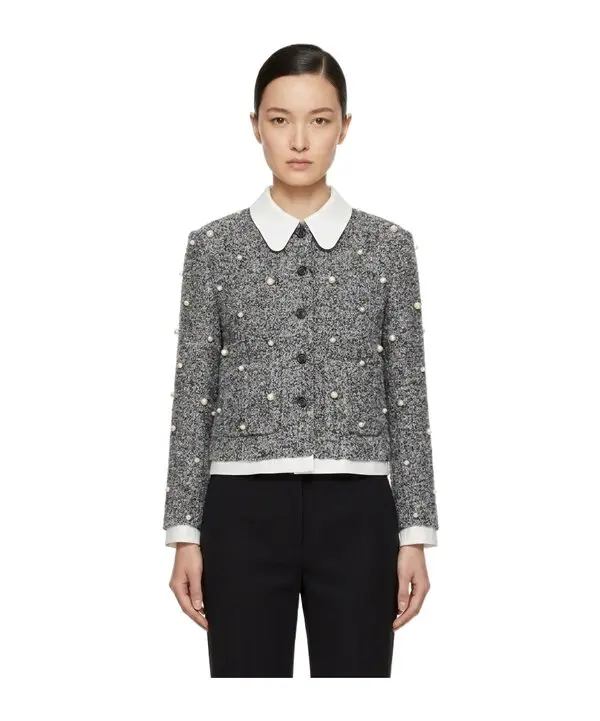Marissa Chiara Embellished Pearl Button-front Jacket