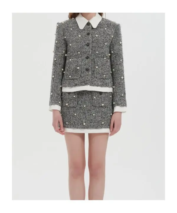 Marissa Chiara Embellished Pearl Button-front Jacket