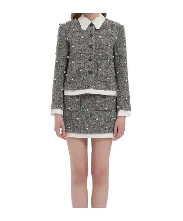 Marissa Chiara Embellished Pearl Button-front Jacket