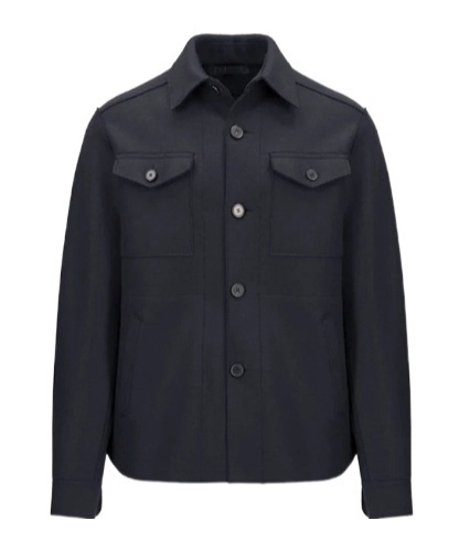 Harris Wharf London Buttoned Wool Overshirt - Navy