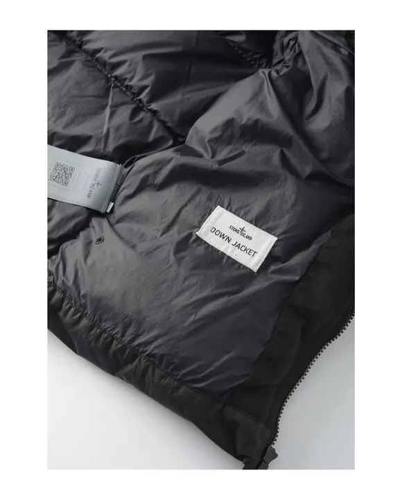 Stone Island Hooded Down Jacket With Removable Trim
