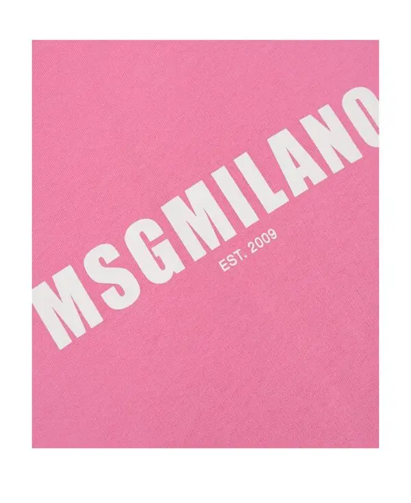 MSGM Logo Print Cotton Hoodie - Pink
