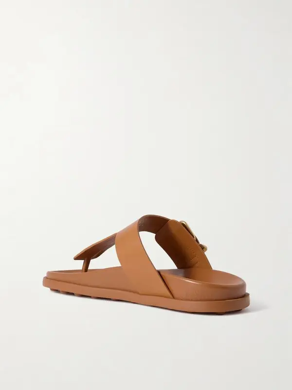 TOD'S Buckled Leather Sandals - Tan