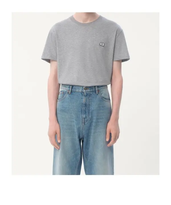 Valentino Garavani Logo Patch Crewneck T-shirt - Gray