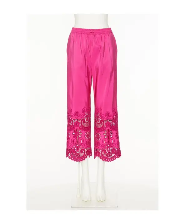 Valentino Garavani Embroidered Lace Trim Cropped Trousers