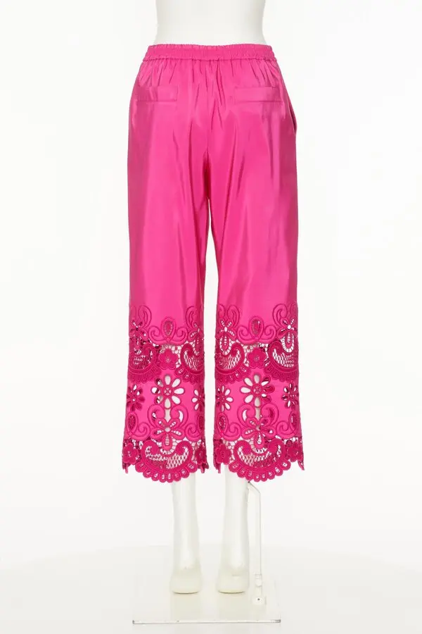 Valentino Garavani Embroidered Lace Trim Cropped Trousers