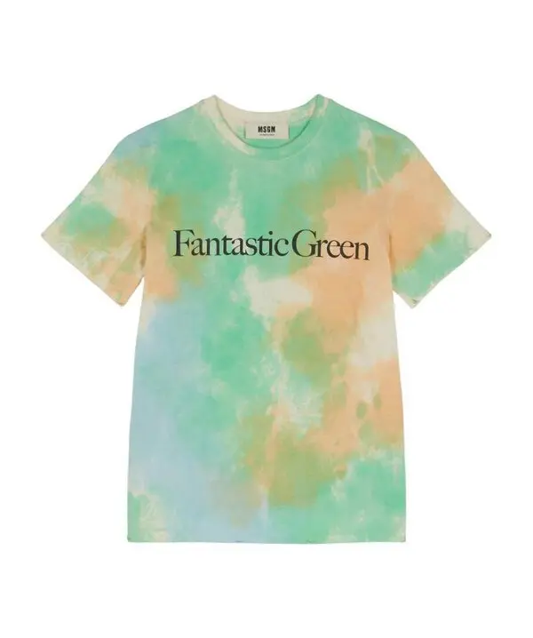 MSGM Tie-dye Logo Crewneck T-shirt