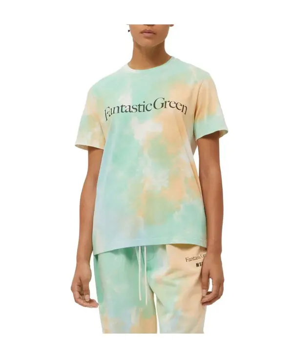 MSGM Tie-dye Logo Crewneck T-shirt