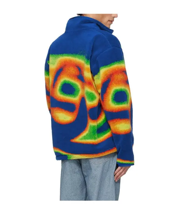 Casablanca All-over Print Half-zip Long Sleeve Casual Jacket