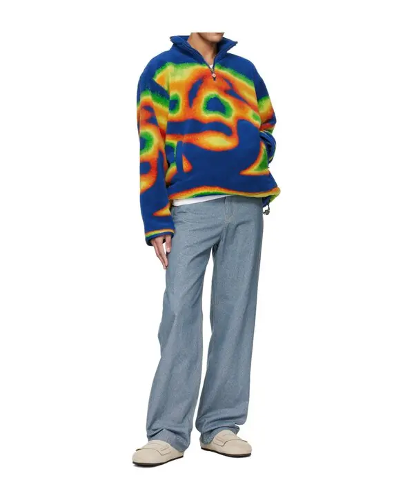 Casablanca All-over Print Half-zip Long Sleeve Casual Jacket