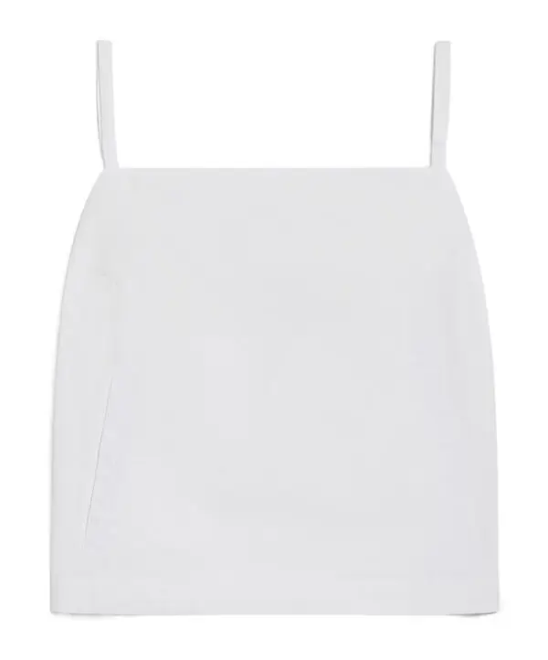 Sportmax Sleeveless Cotton Top With Straight Collar - White