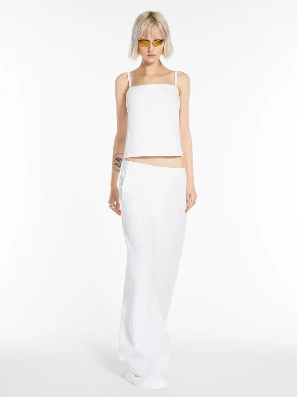Sportmax Sleeveless Cotton Top With Straight Collar - White