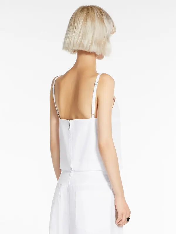 Sportmax Sleeveless Cotton Top With Straight Collar - White