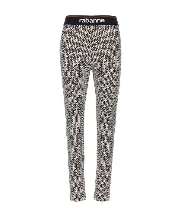Rabanne Monogram Jacquard Logo Waistband Leggings - Gray