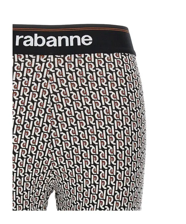 Rabanne Monogram Jacquard Logo Waistband Leggings - Gray