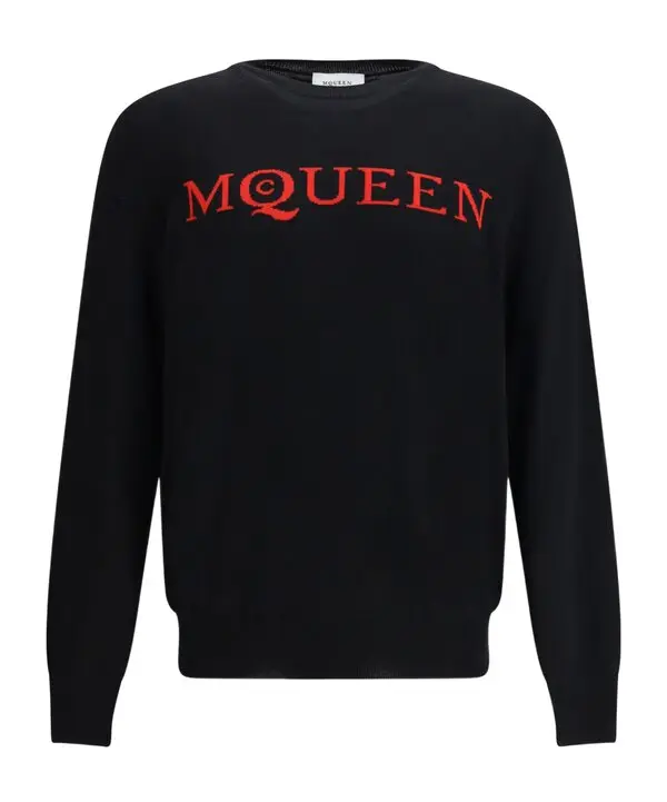 Alexander McQueen Logo Intarsia-knit Crewneck Jumper - Black