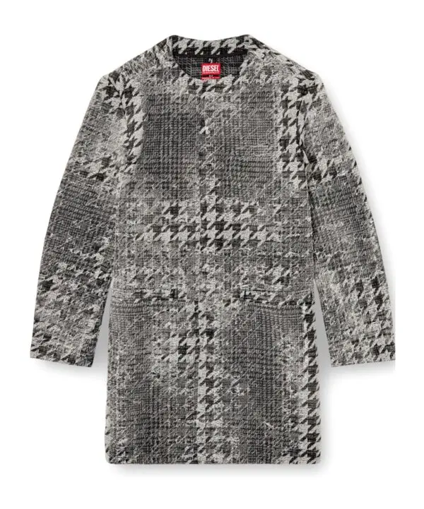 DIESEL® Prince Of Wales Jacquard Denim Coat - Black/white