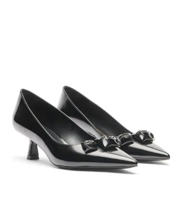 STUART WEITZMAN Pointed Toe High Heel Pumps With Rose Detailing