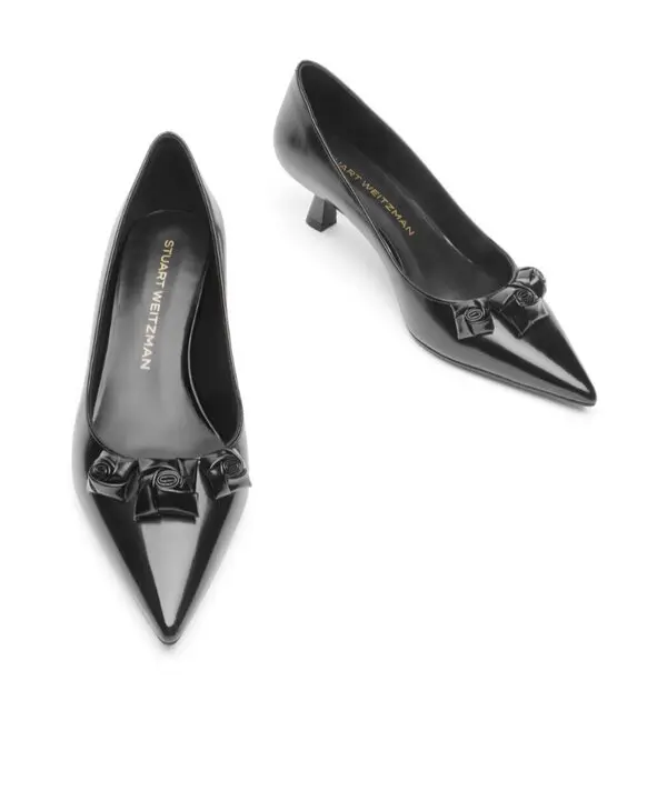 STUART WEITZMAN Pointed Toe High Heel Pumps With Rose Detailing