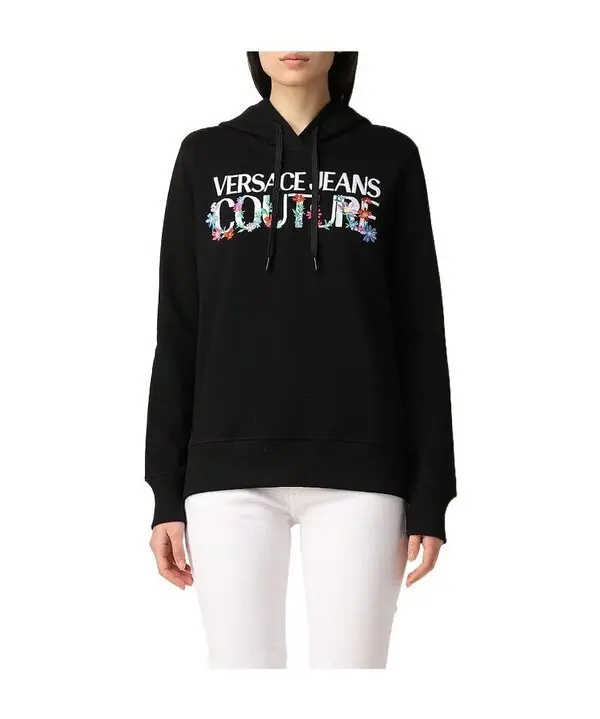 Versace Floral Embroidered Cotton Hoodie