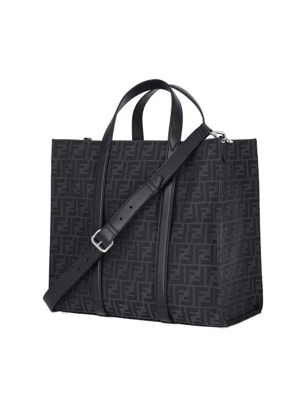 Fendi Ff Motif Jacquard Shopper Bag - Brown