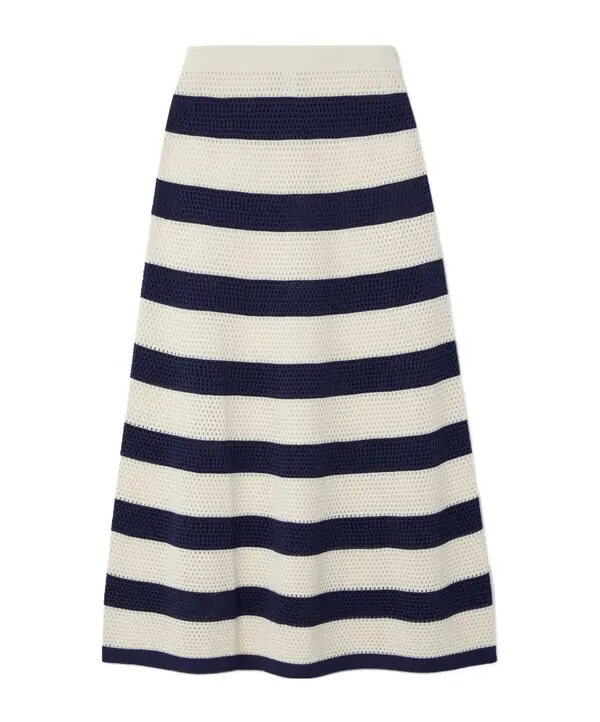 ERES Openwork Knit Striped Midi Skirt