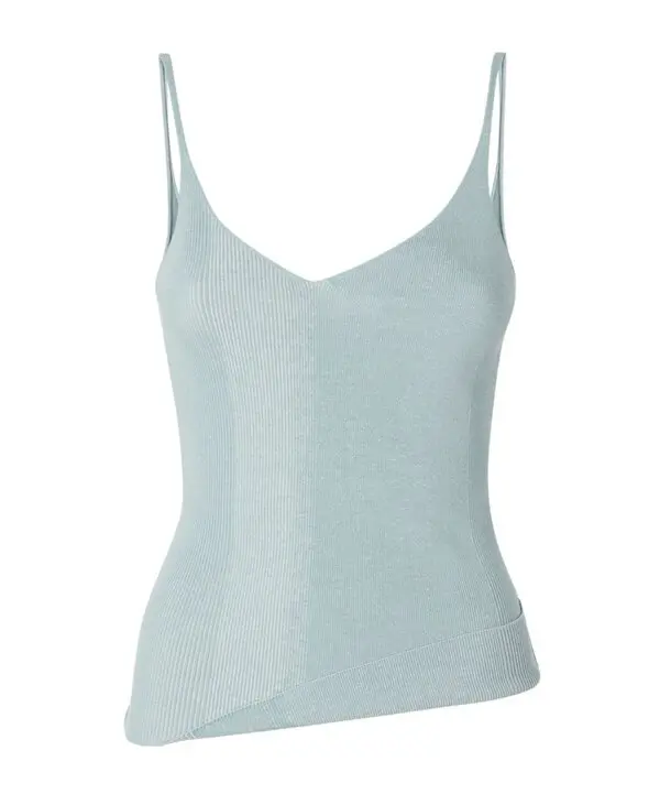 Fendi Asymmetrical Hem Ribbed-knit Top - Green