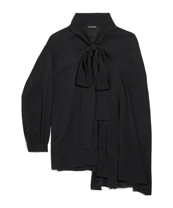 Balenciaga Lavallière Collar Asymmetrical Blouse