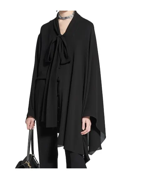 Balenciaga Lavallière Collar Asymmetrical Blouse