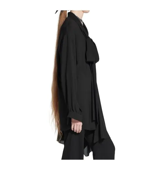 Balenciaga Lavallière Collar Asymmetrical Blouse
